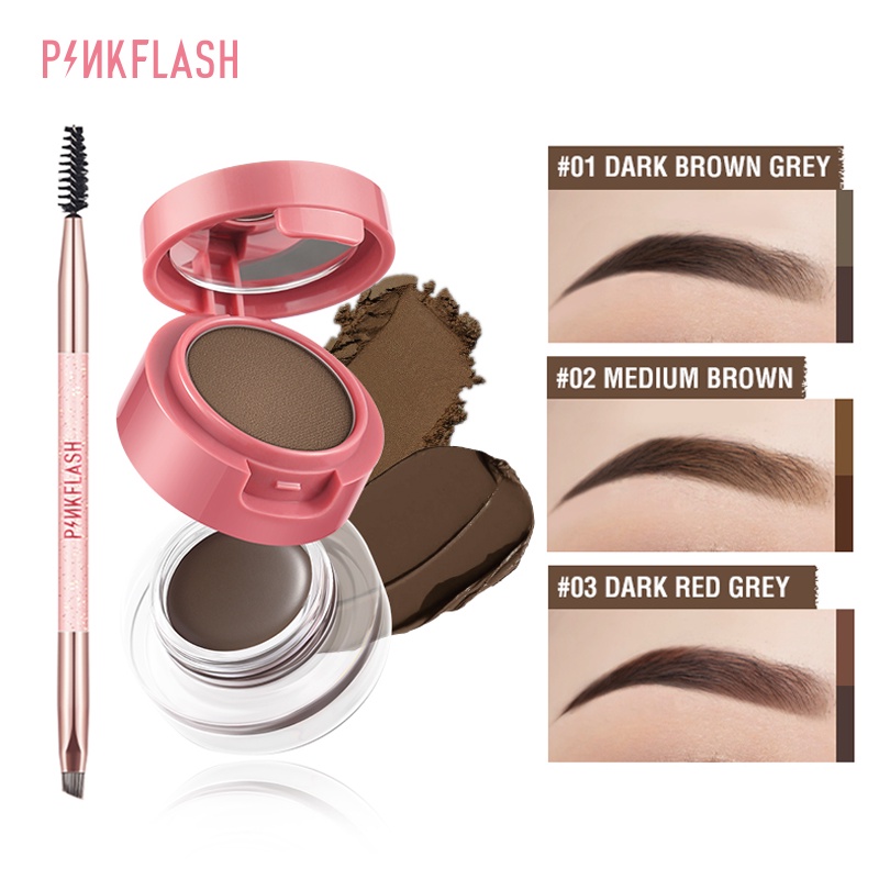 [WITH BRUSH] PINKFLASH 2-in-1Duo Waterproof Eyebrow Powder High Pigment ...