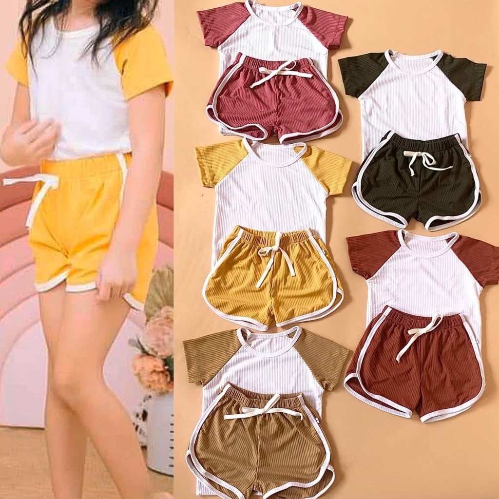 SALE! Cotton Knitted Terno for Kids Girls Basic Coordinates Set 4 to 8 ...