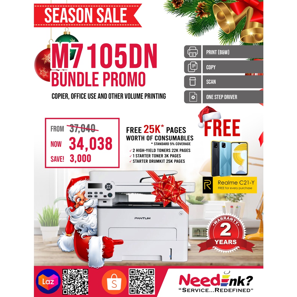 Pantum M7105DN Mono Laser Multifunction Printer Bundle | Shopee Philippines