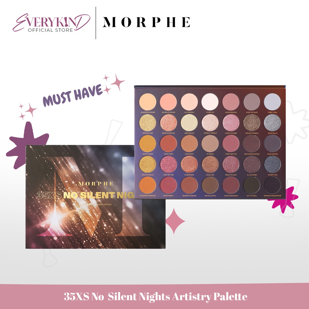 Morphe 35XS No Silent Night Artistry Palette - Pigmented Eyeshadow Blendable Matte Shimmer ...