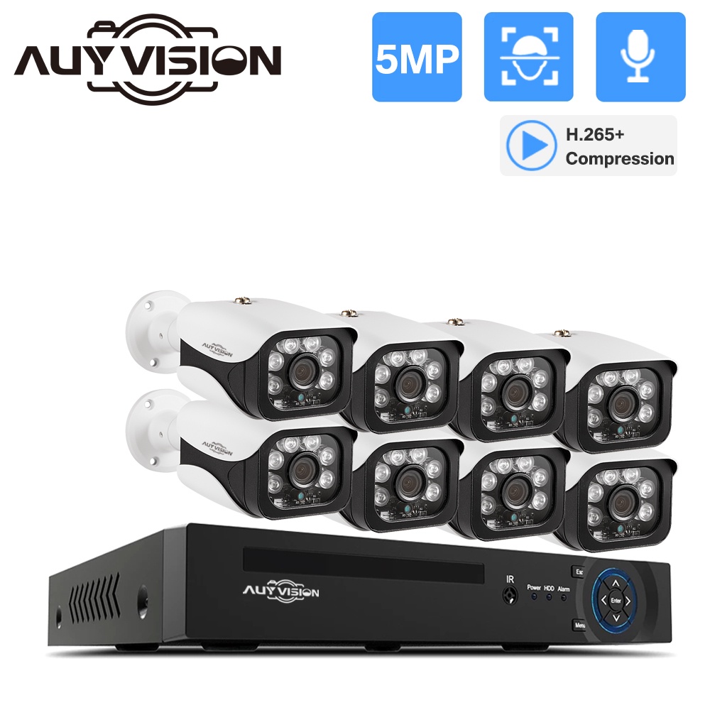 Face Detection 5MP IP Camera Set H.265+ CCTV System 8CH 4K POE NVR Kit ...
