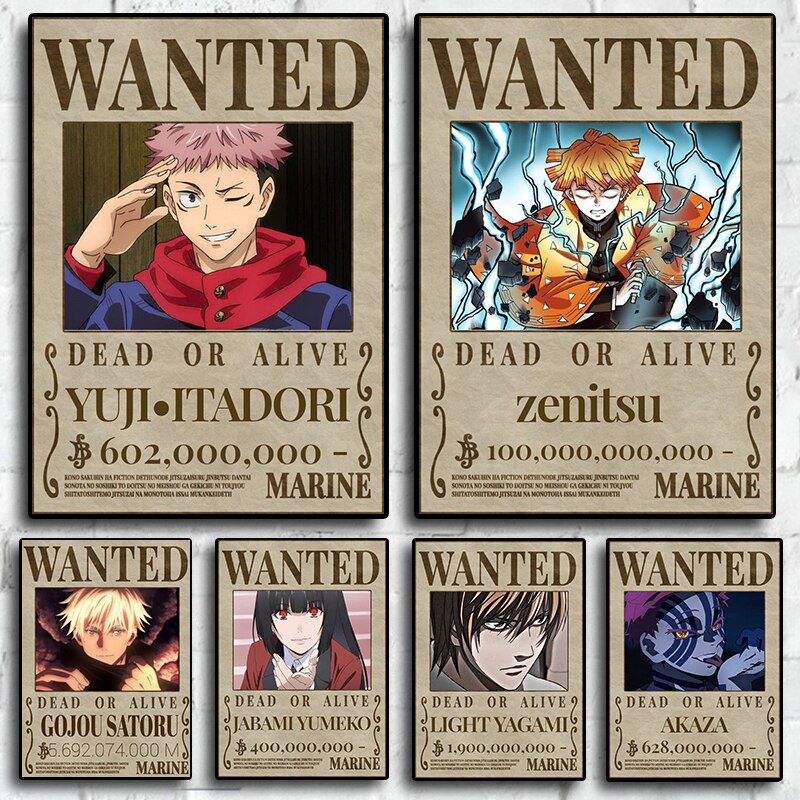 Retro Demon Slayer posters Wanted Anime Figure Decoration Painting Wall ...