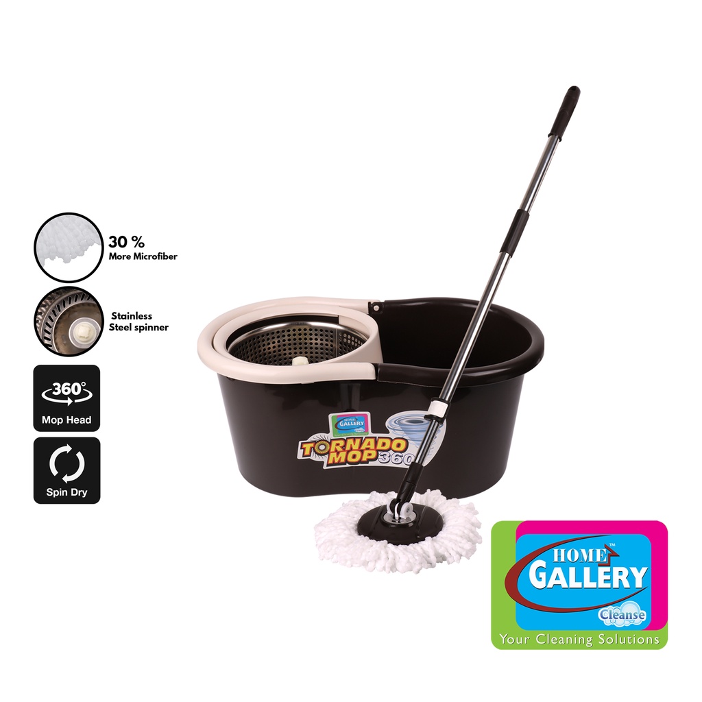 Home Gallery Tornado Mop & Spin-Dry Bucket Set w/ 1 Microfiber Mop Head ...