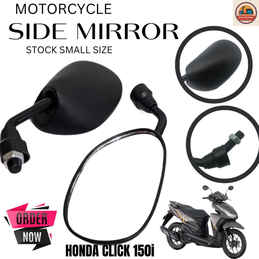 MOTORCYCLE SIDE MIRROR STOCK FOR HONDA CLICK 150i| SMALL | BLACK ...