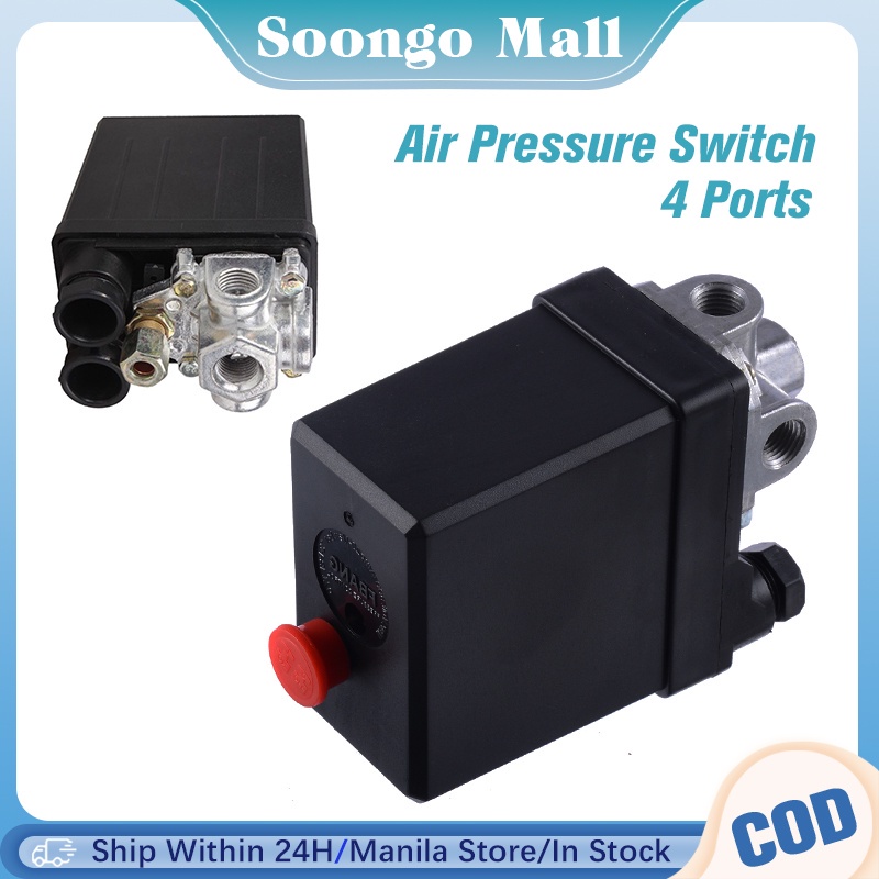 4 Port Air Compressor Pressure Switch Control Valve 90 PSI-125PSI ...