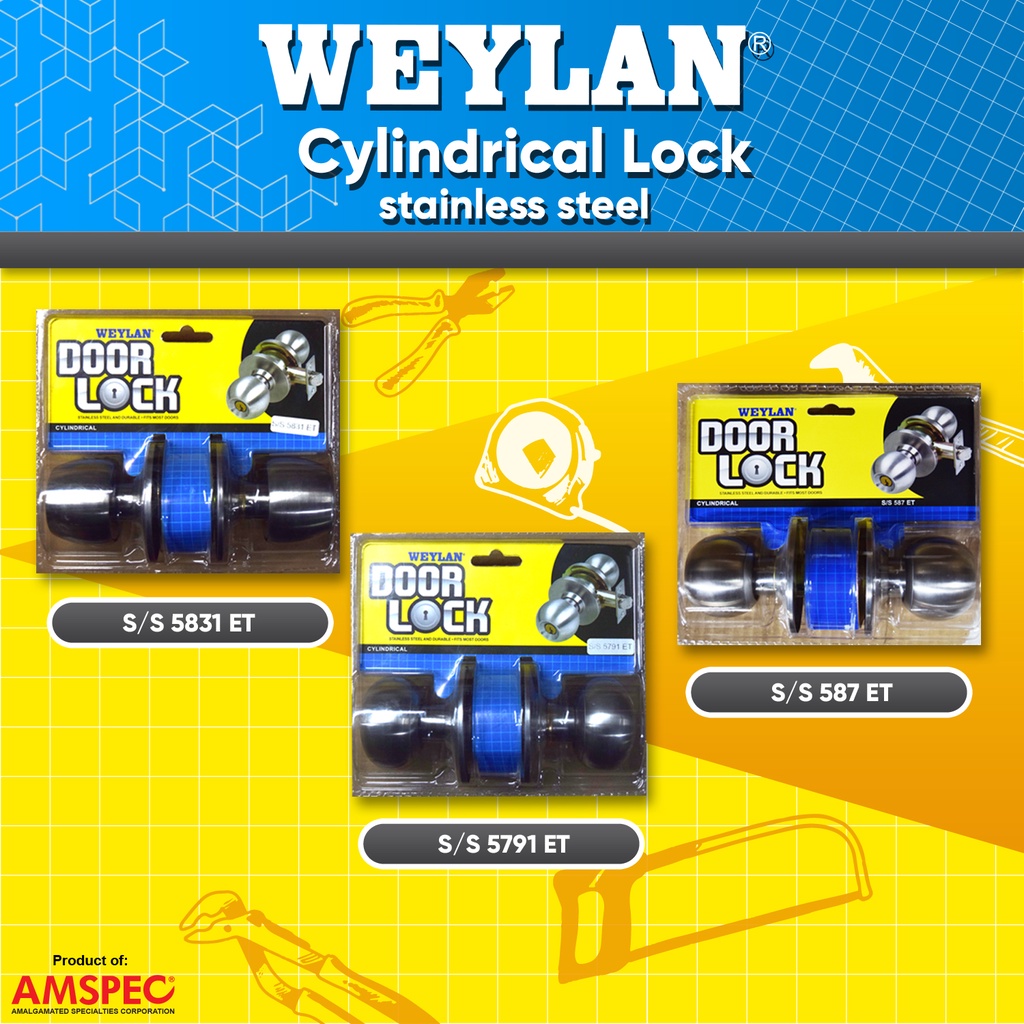 Cylindrical Door Lock Stainless Steel (WEYLAN) | Shopee Philippines