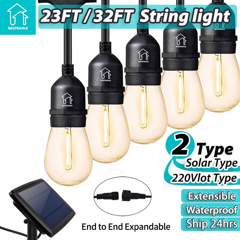 WeHome Solar/220V Led String lights S14 Bulb Waterproof Indoor/Outdoor ...