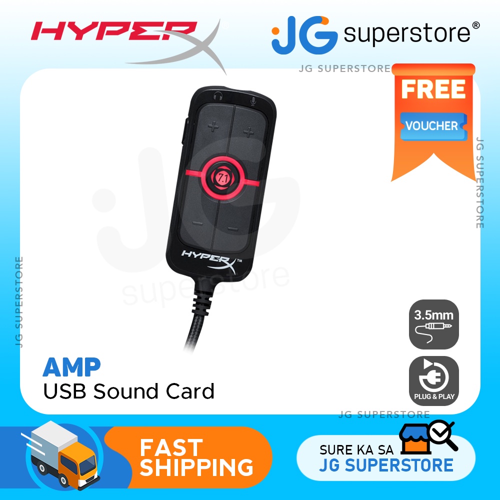 HyperX HX-USCCAMSS-BK Amp USB Sound Card, Virtual 7.1 Surround Sound ...