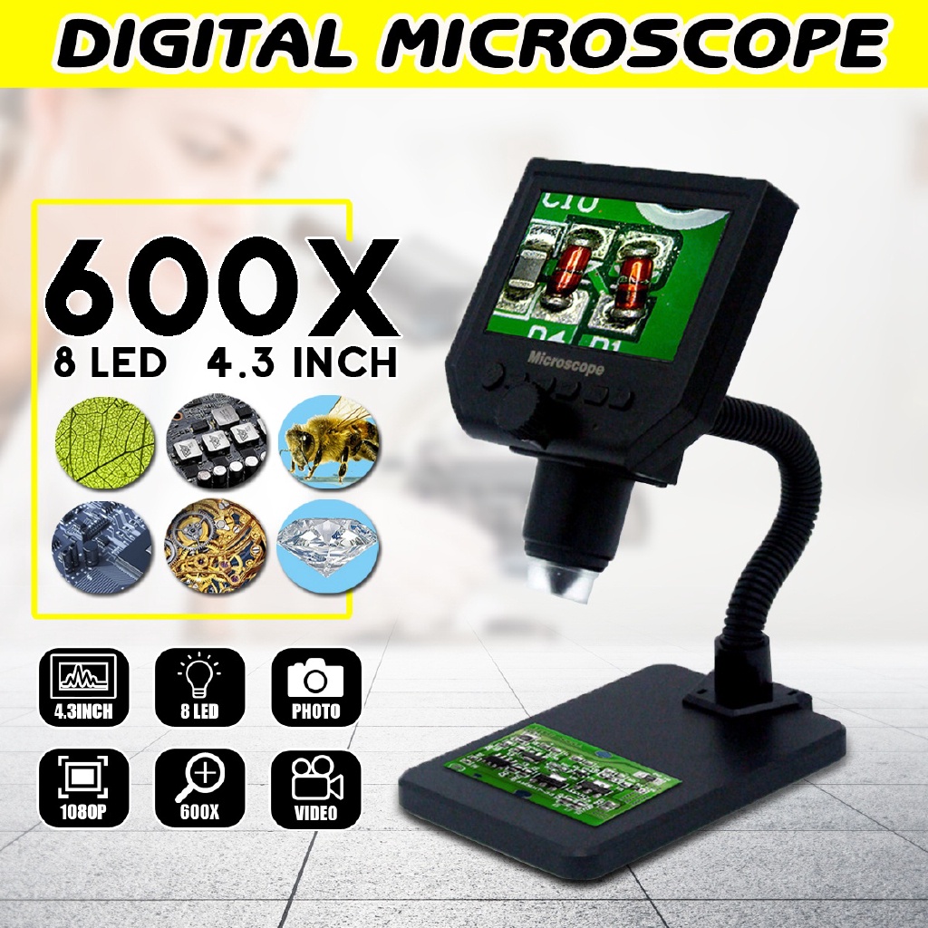 Digital Microscope 600X USB Electronic Video Soldering Microscope ...