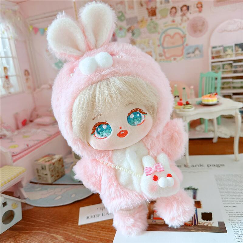 20cm Cute Cartoon Rabbit Pink Coat Bag Shoes Idol Doll Clothes Set ...