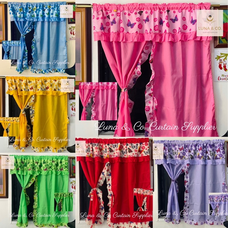 BUTTERFLY Plain Split Curtain All Colors - 60x50inches | Shopee Philippines