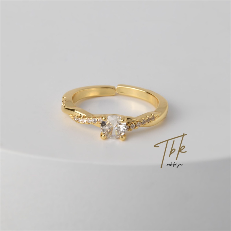 TBK 18K Gold Ring Cubic Zirconia Wedding Engagement Ring for Women ...
