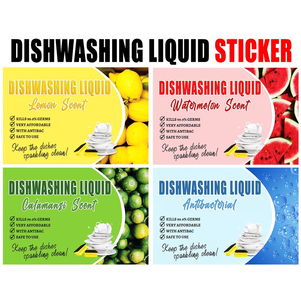 DISHWASHING LIQUID STICKER LABEL | NO BRAND STICKER | 20pcs. | Shopee ...