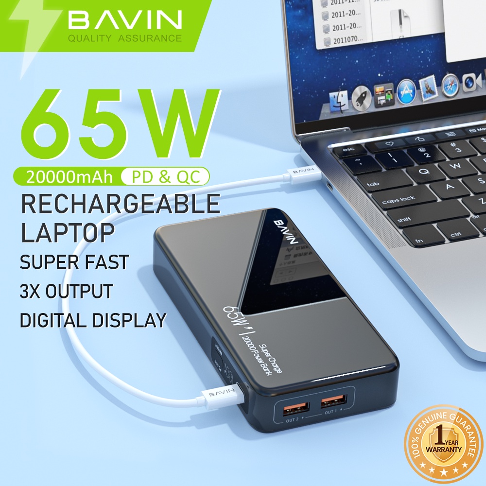 BAVIN PC036 20000mAh 65W PD & QC3.0 Fast Charging Powerbank w/ Type-C ...
