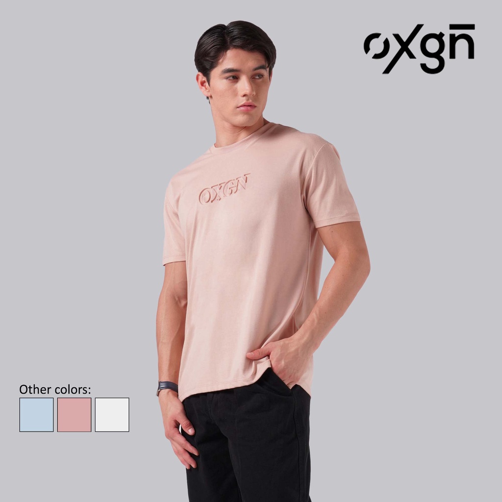 OXGN Logo Easy Fit T-Shirt With Special Print For Men (Light Blue/Tan ...
