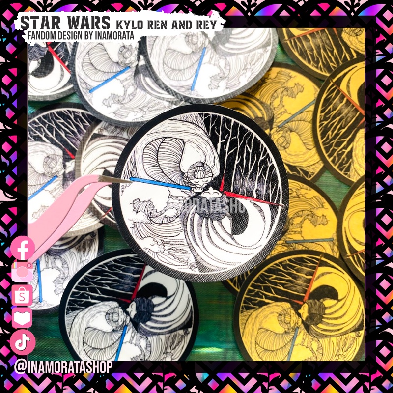 Star Wars Kylo Ren and Rey yinyang fandom vinyl waterproof sticker ...