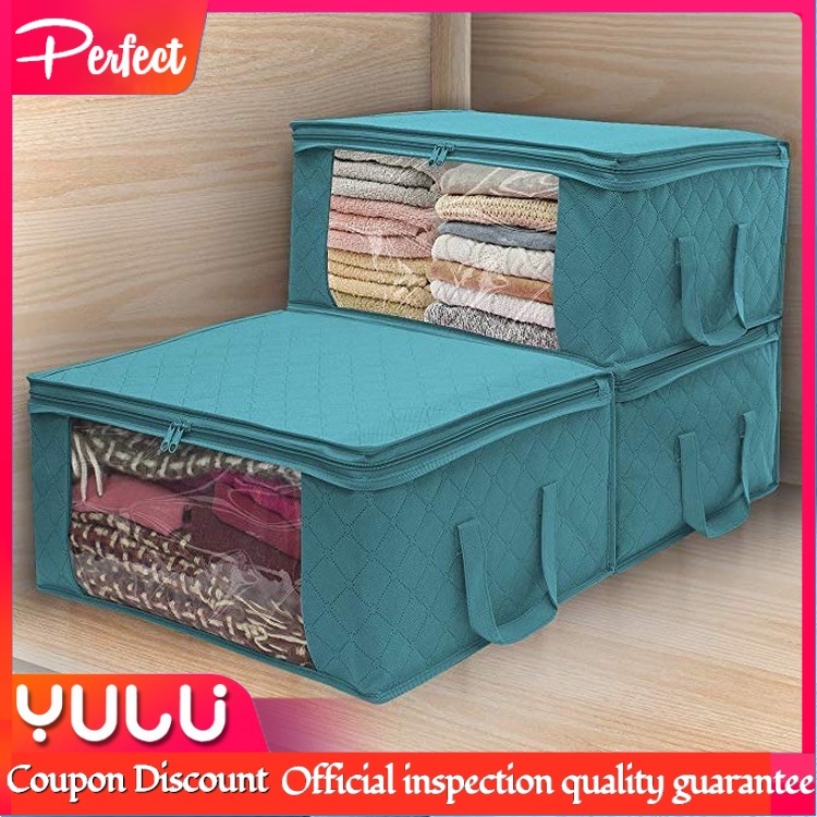 Folding Storage Box Quilt Bag Non-Woven Fabric Organizing Wardrobe ...
