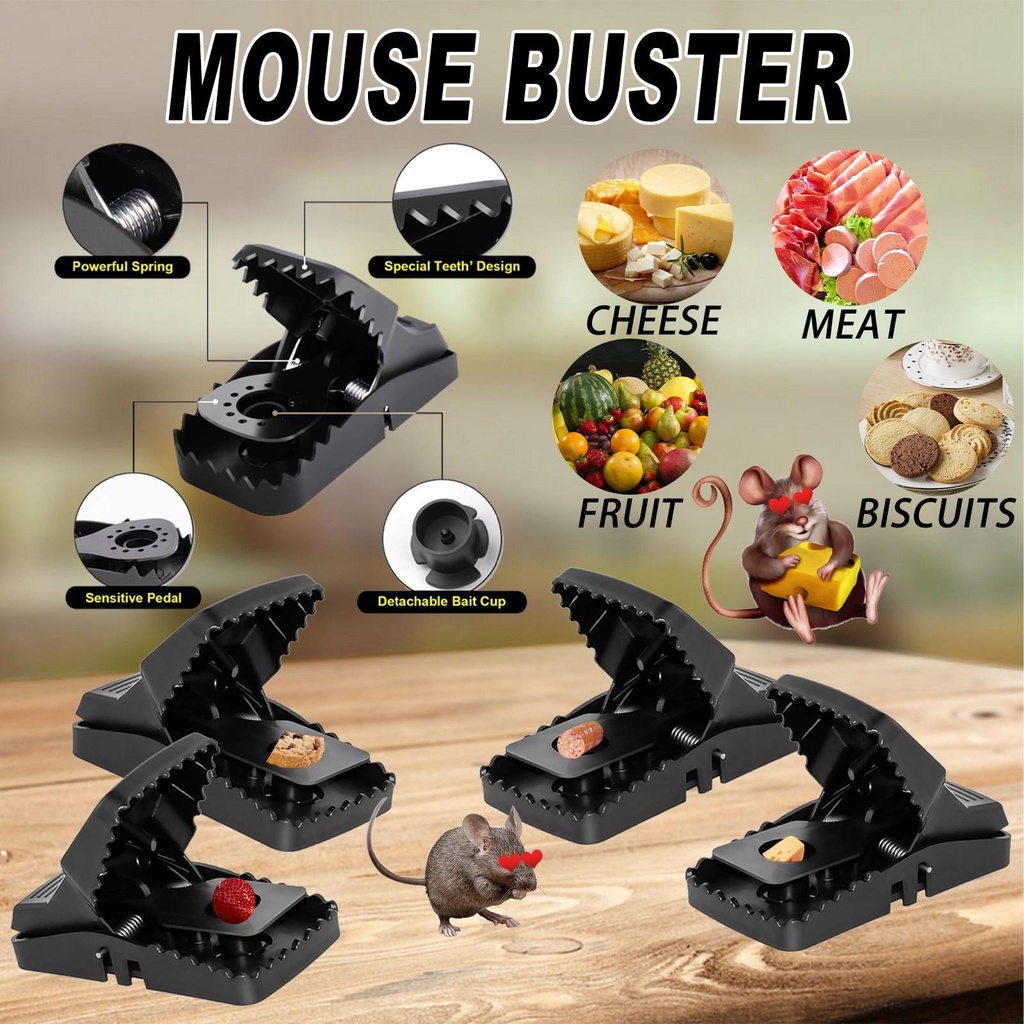 Quick-Snap Mouse Trap Control Rat Killer Reusable Mousetrap Bait Spring ...