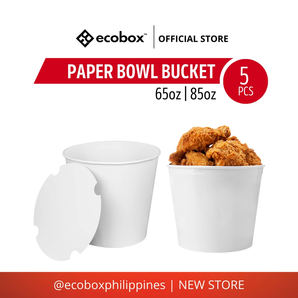 Ecobox [New Store] Disposable Paper Chicken Bucket, Big Paper Bowl ...