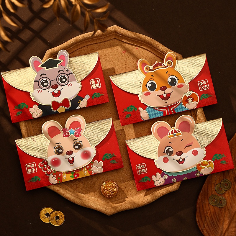 2023 Red Envelopes Rabbit Angpao Cartoon Chinese New Year Red Packe CNY ...