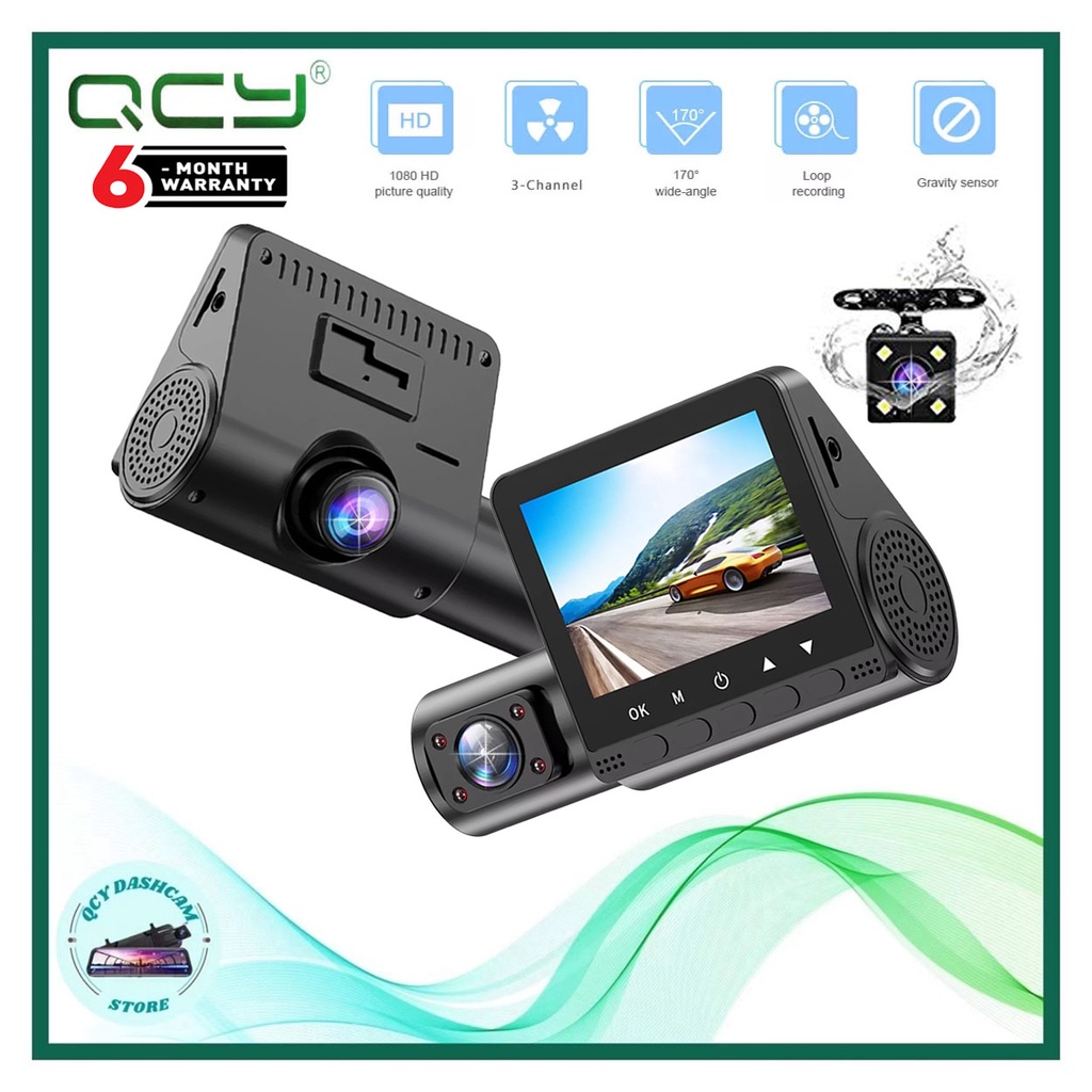 New!!! QCY A38 Dash Cam Car DVR HD 1080P Inside Vehicle Three Way 3 ...