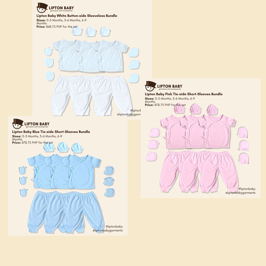 Lipton Baby Tieside shortsleeve Newborn Set | Shopee Philippines