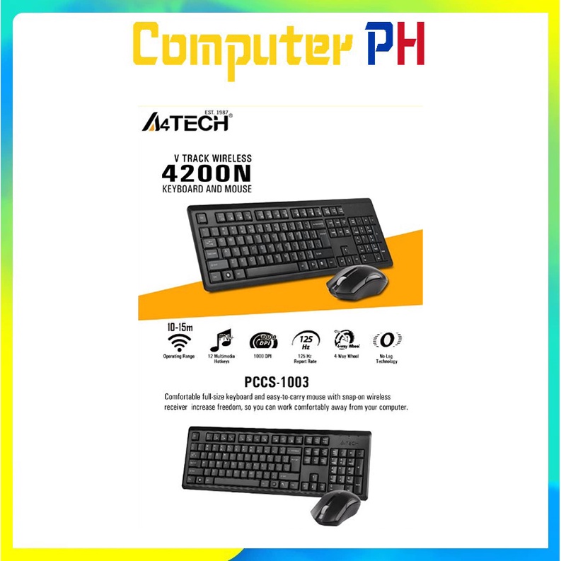 A4TECH 4200N Wireless Desktop Keyboard & Mouse Combo | Shopee Philippines A4TECH 4200N Wireless Desktop Keyboard & Mouse Combo | Shopee Philippines