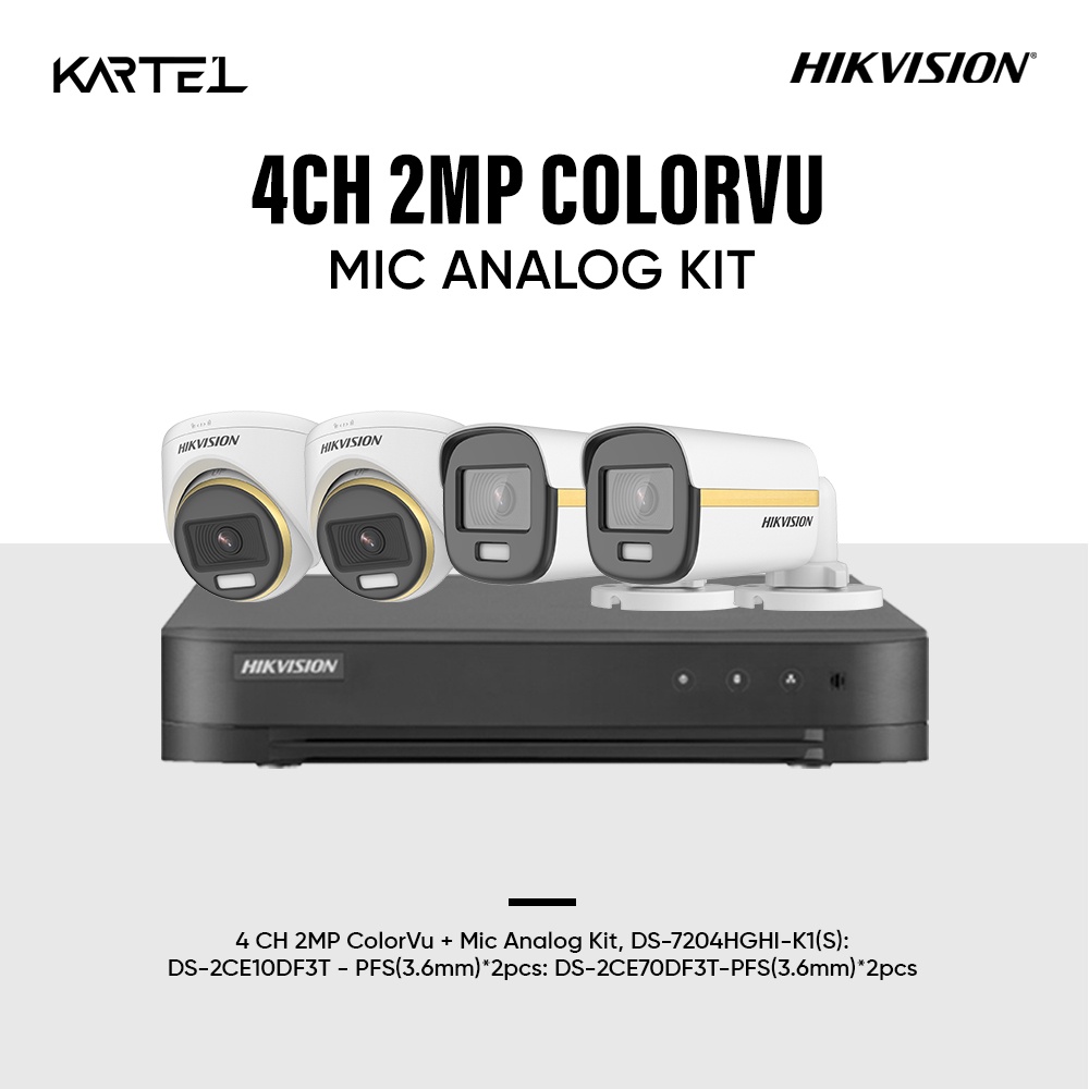Hikvision 4CH 2MP COLORVU with AUDIO DIY Customize CCTV Kit 1080p I ...