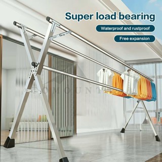 【3 Rail】Foldable Sampayan Stainless Clothes Hanger Rack Laundry Drying ...