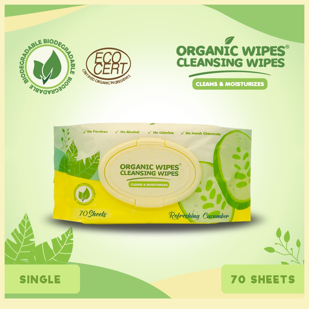 Organic Wipes Cleansing Wipes Refreshing Cucumber 70s Single | Shopee ...