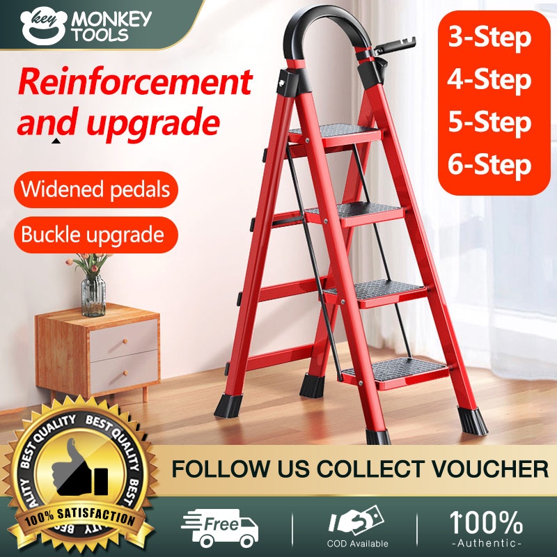3/4/5/6 Steps Household Aluminum Folding Step Ladder Industrial Folding ...
