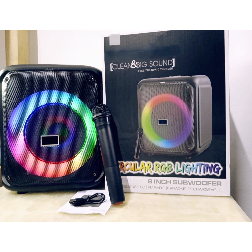 COLORFUL LED LIGHT KARAOKE BLUETOOTH PORTABLE RECHARGEABLE BTS-1739 ...