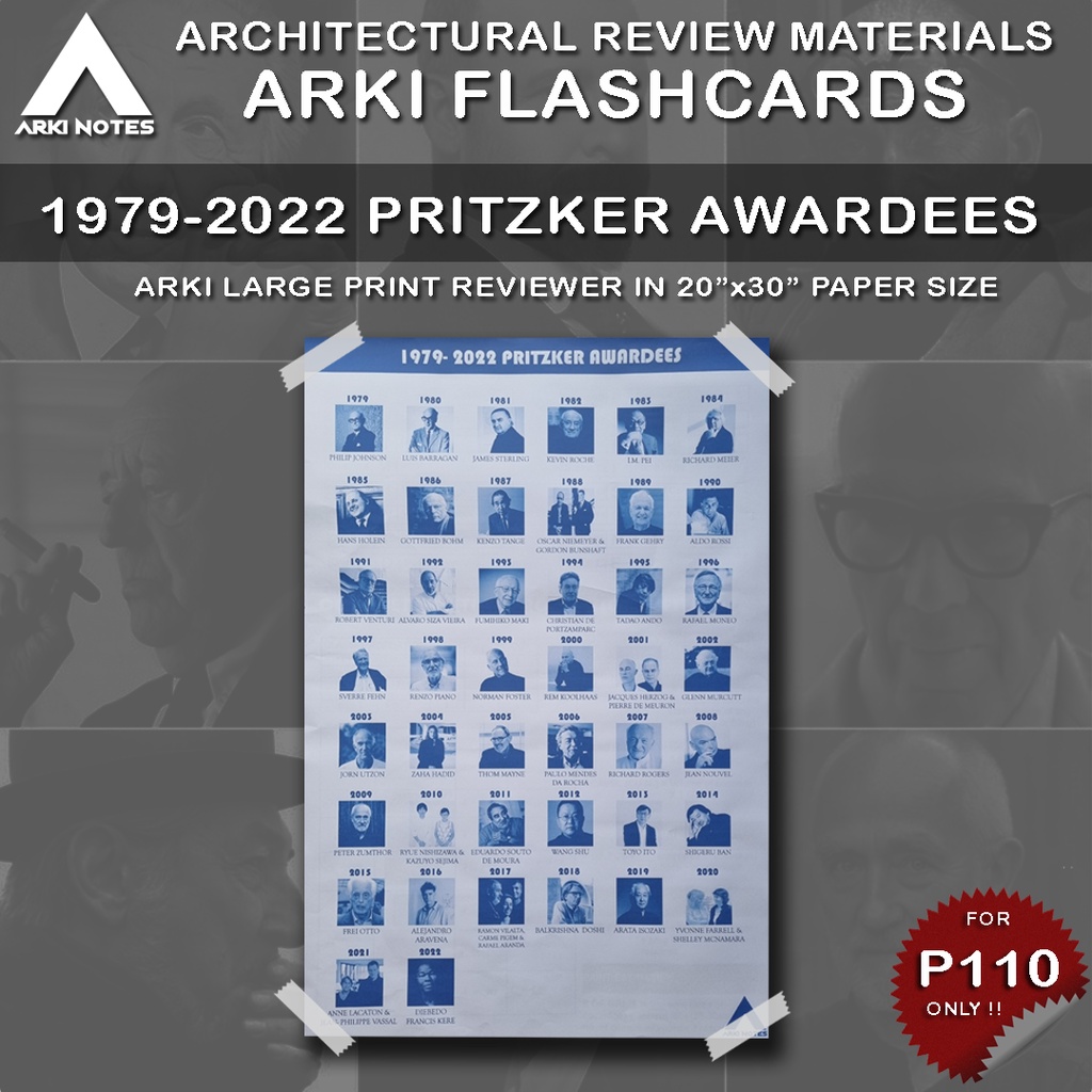 1979-2022 Pritzker Awardees | ARKI CHART | Shopee Philippines