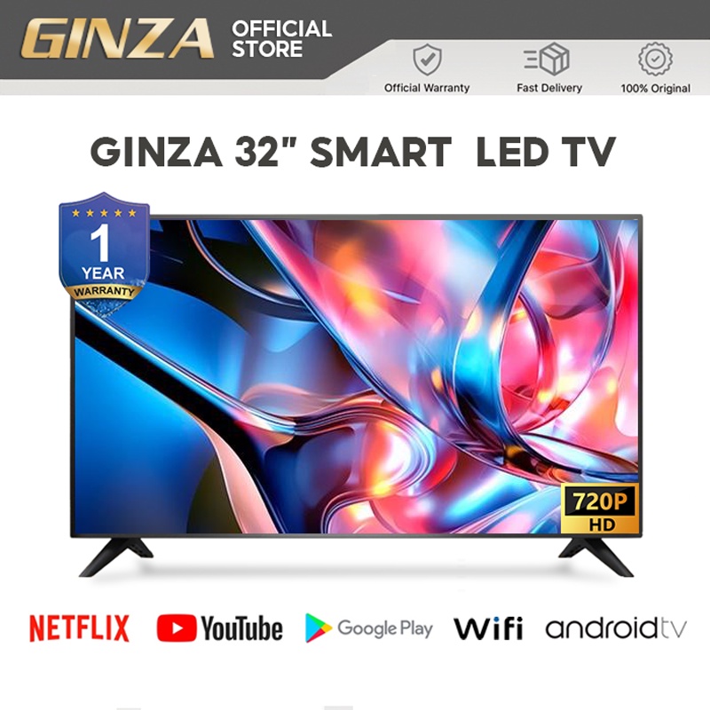 GINZA SMART TV / LED TV On Sale 32 Inch FHD MONITOR Flat Screen ANDROID TV With Bracket | Shopee ...