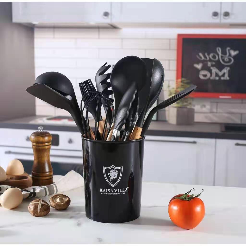 KAISA VILLA CJ-005 kitchen 12pcs Utensils Silicone Ladle Set | Shopee ...