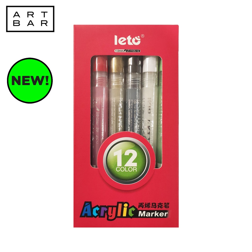 Leto Acrylic Paint Marker Lt-1105-12 12 Colors Fine Tip - Art Bar PH ...