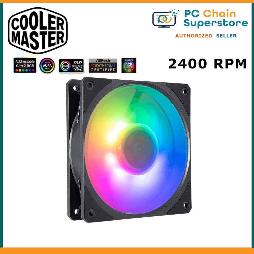 Cooler Master Mobius 120P 120mm ARGB Performance Case Fan 2400 RPM | 75 ...