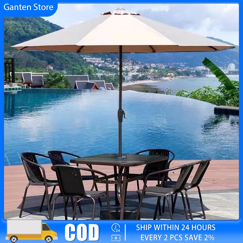 2.7M Parasol Garden Patio Umbrella Sun Shade Umbrella Beach Round ...