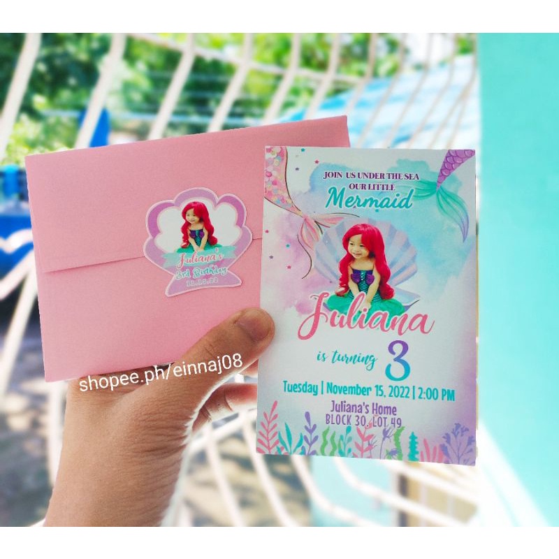 Little Mermaid Invitation 3R size | Shopee Philippines