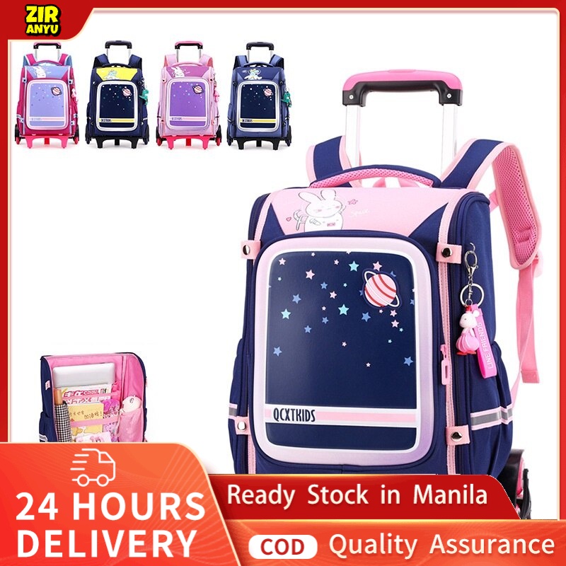 NEW fully open School Trolley Bags For kids Girls Rolling Backpack Bags ...
