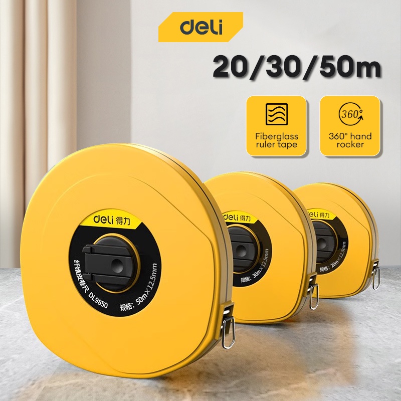 Deli 20/30/50M Fiber Measure Tape Measuring Ruler Tape Leather Tape Measure ToolDL9820/DL9830 ...