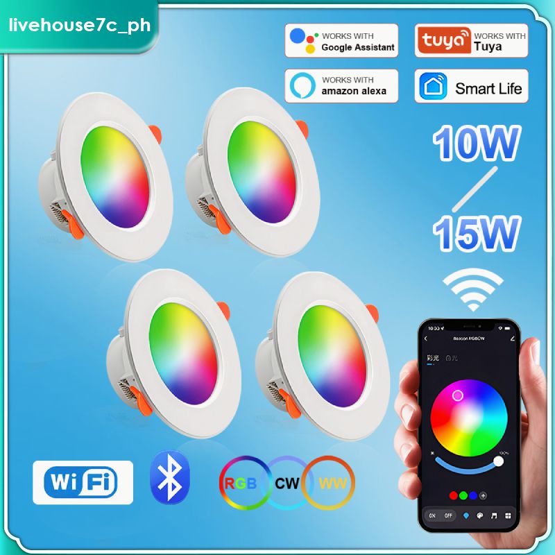 Smart Tuya Downlight Led Spot Lighting Wifi Dimmable Rgb+cw+ww Ceiling ...