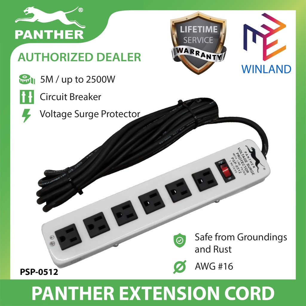 PANTHER by Winland Power Extension Cord Cable Wire Outlet 5M Voltage ...