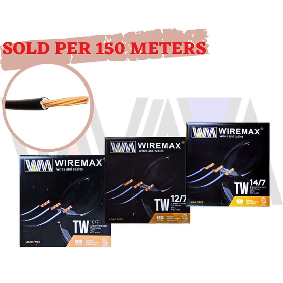 WIREMAX TW Stranded Wire 150 METER #14 (2.0mm) #12 (3.5mm) #10(5.5mm) | Shopee Philippines