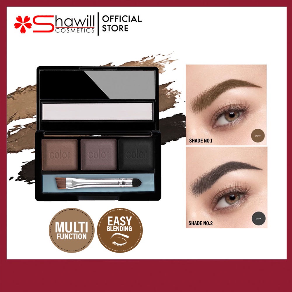 Shawill 3 in 1 Pigmented Eyebrow Powder Palette with Brush 5g S1073 ...