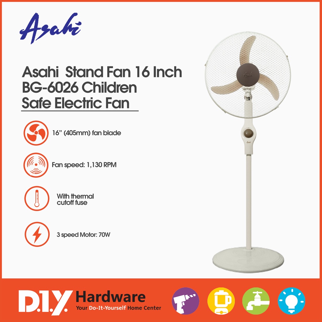 Asahi Stand Fan 16 inch BG-6026 Children Safe Electric Fan | Shopee ...