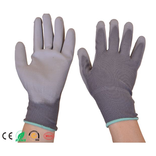 Palm Fit Gloves PU Coated Grey Working Gloves | Shopee Philippines
