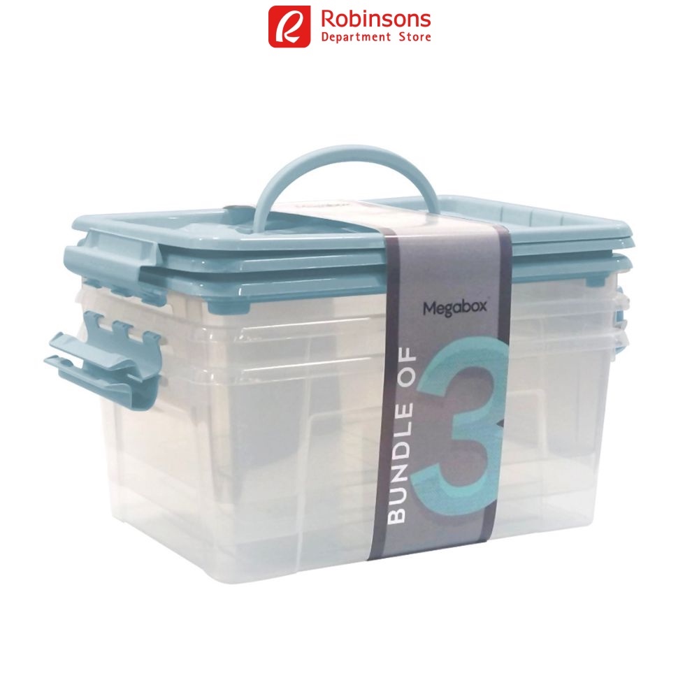 Megabox 3pc Set 9L Carrie-Mi with Handle (Blue&Clear) | Shopee Philippines