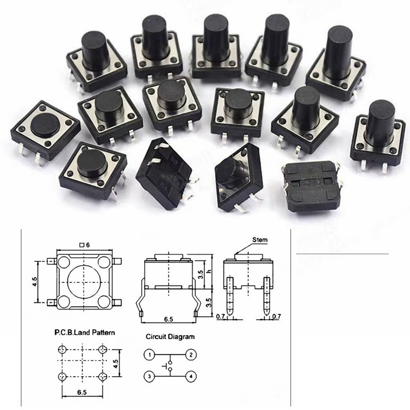 50 pcs button Touch switch 6*6 Series DC12V Mini Micro Momentary ...