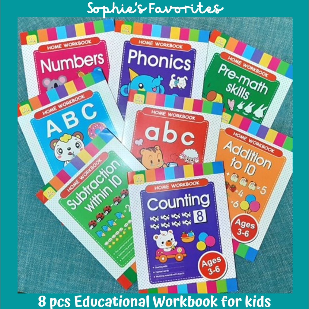 8 pcs Educational Workbook Books for Kindergarten Preschool Kids (sold ...